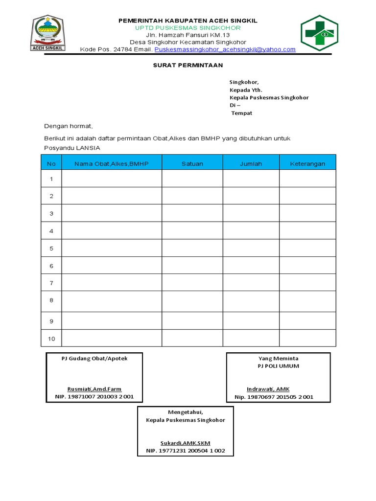 Surat Permintaan Barang, Obat, Alkes, BMHP | PDF