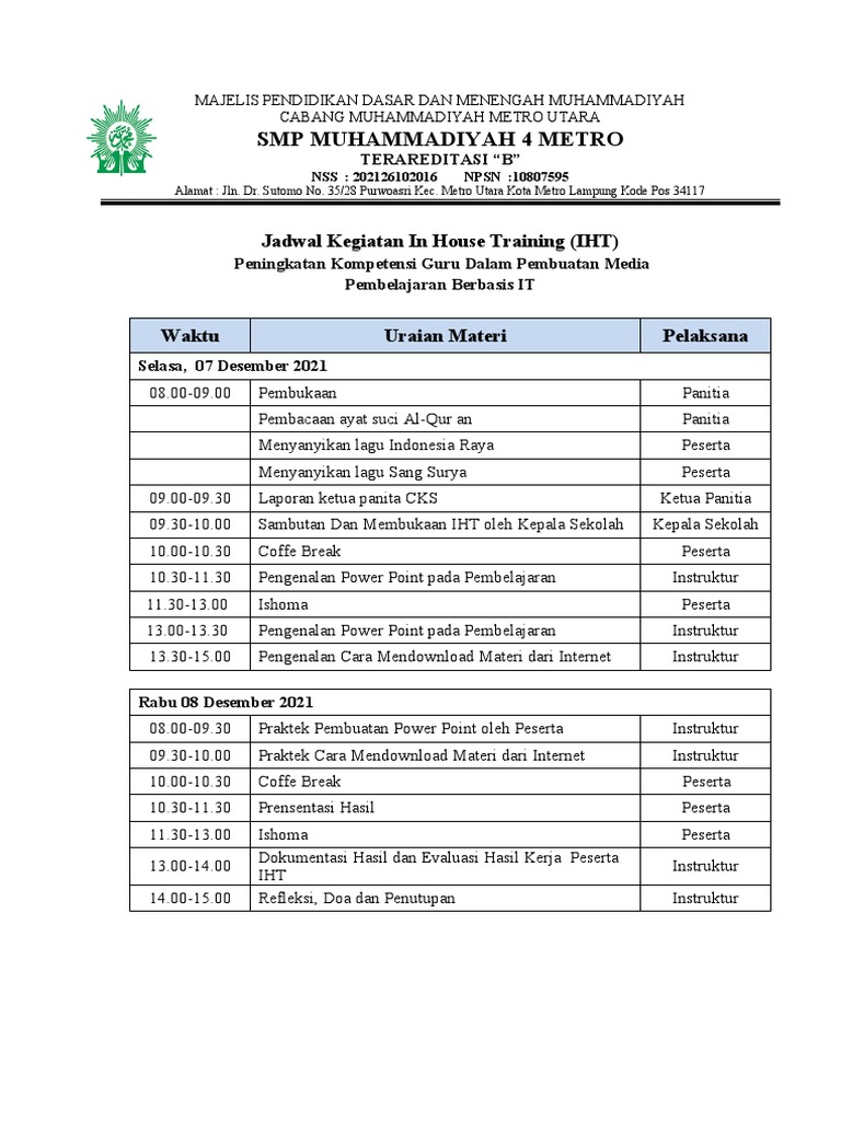 Jadwal-IHT Edit | PDF
