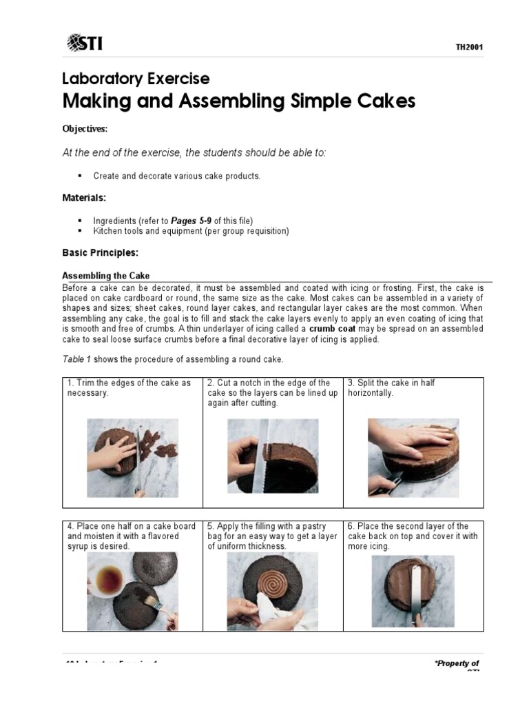 Making and Assembling Simple Cakes: Laboratory Exercise | PDF | Cakes ...