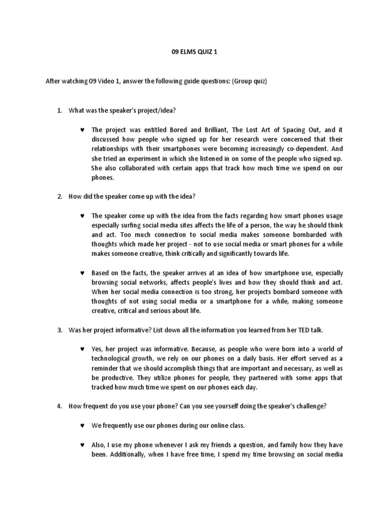 09 Elms Quiz 1 Entrep | PDF | Popular Culture & Media Studies | Social ...