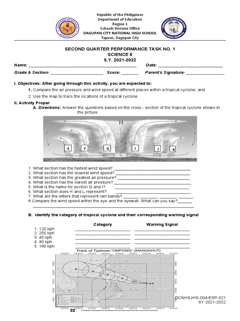 Second Quarter Performance Task No. 1 Science 8 S.Y. 2021-2022 | PDF ...