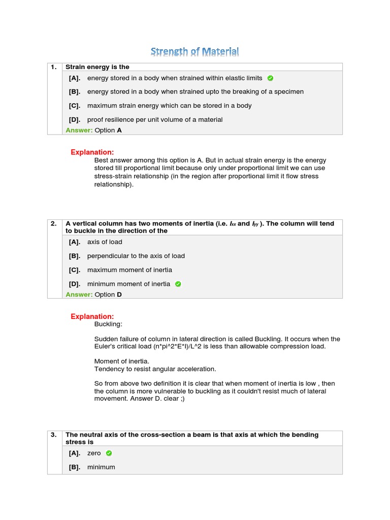 Strength of Material | PDF | Bending | Buckling