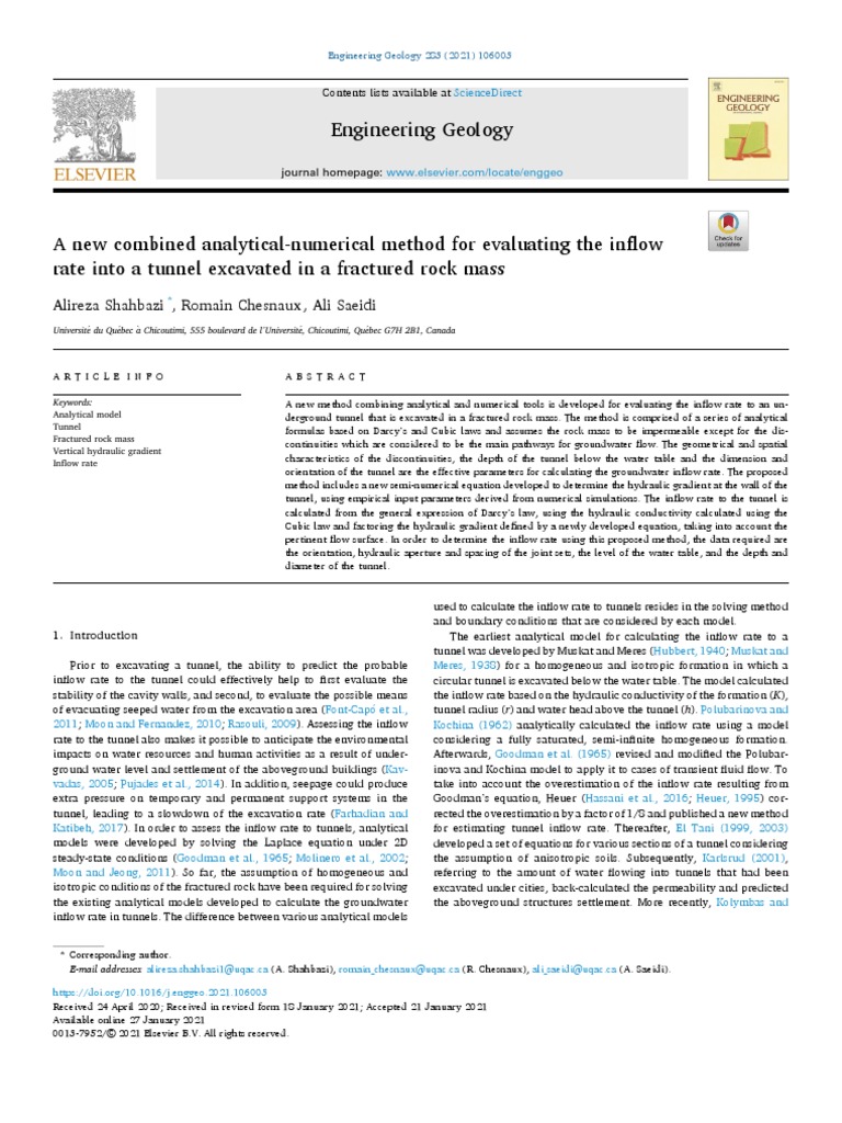 A New Combined Analytical Numerical Method For Evaluating The Inflow Pdf Permeability Earth