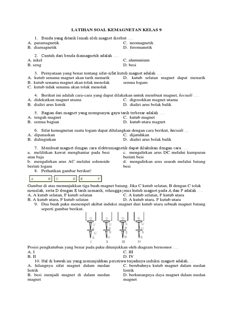 Latsol Kemagnetan Kelas 9 | PDF