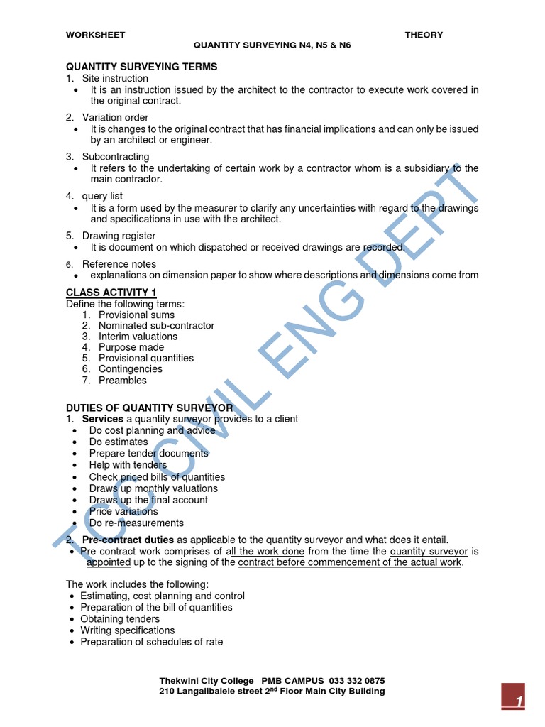 QS N4-N6 Theory 1 | PDF | Architect | Specification (Technical Standard)