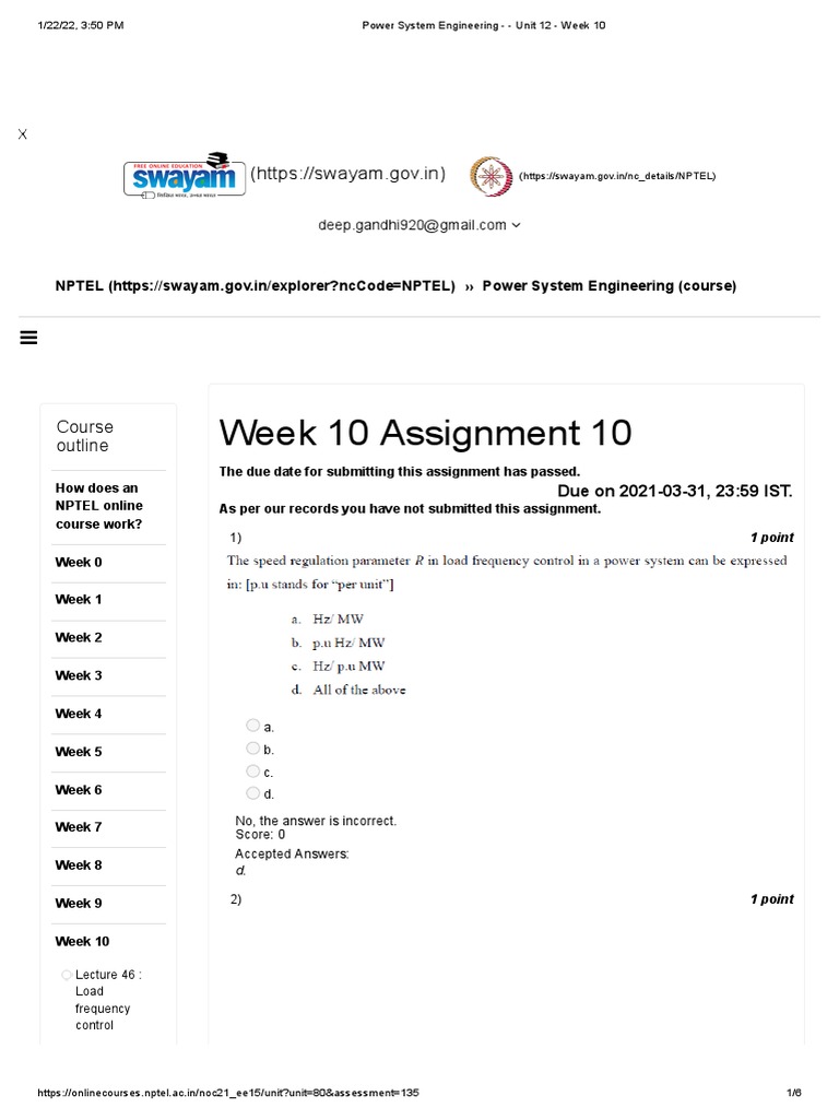 Power System Engineering - Unit 12 - Week 10 | PDF