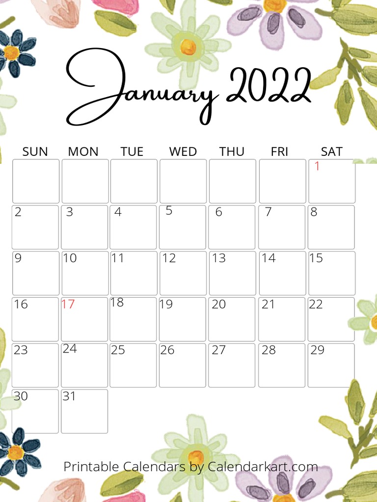 Printable Monthly 2022 Calendar Cute | PDF