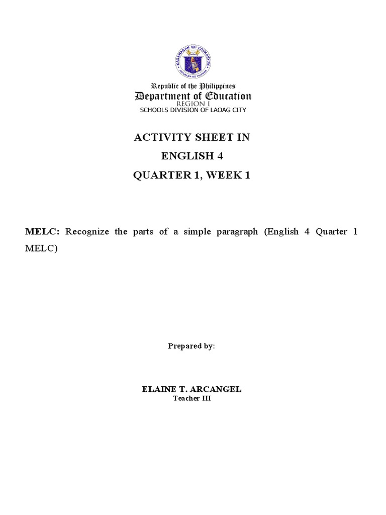 Activity Sheet English | PDF