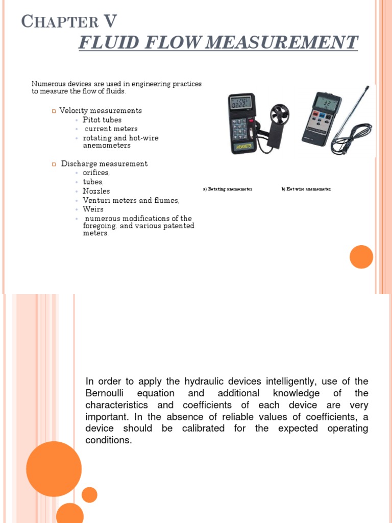 Measurement and Calculation of Fluid Flow Using Various Devices | PDF ...