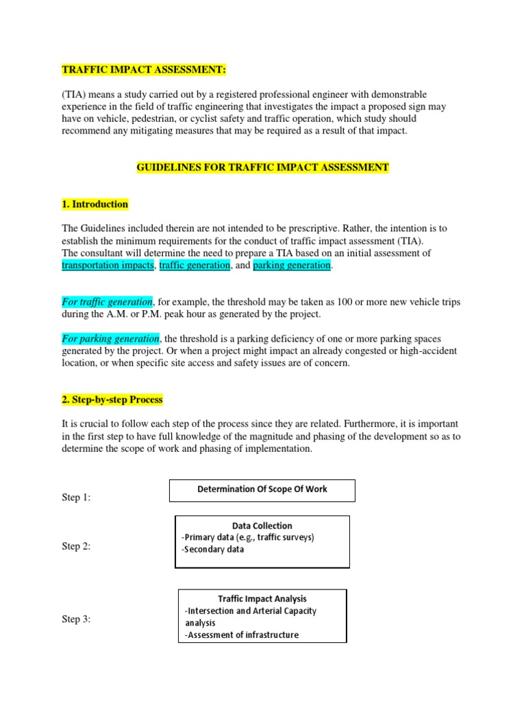 Traffic Impact Assessment | PDF | Traffic | Traffic Light