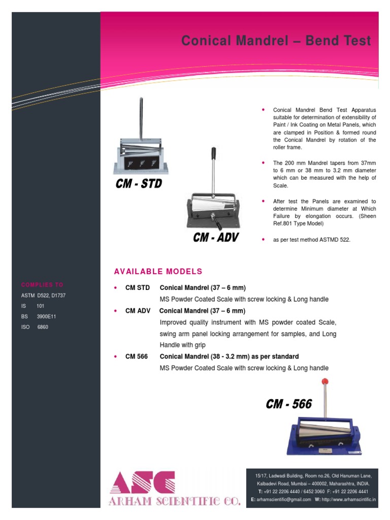 Information Technology Solutions: Conical Mandrel - Bend Test | PDF ...