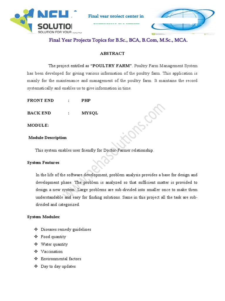 Coimbatore & Pollachi: Final Year Project Center in | PDF | Agriculture ...