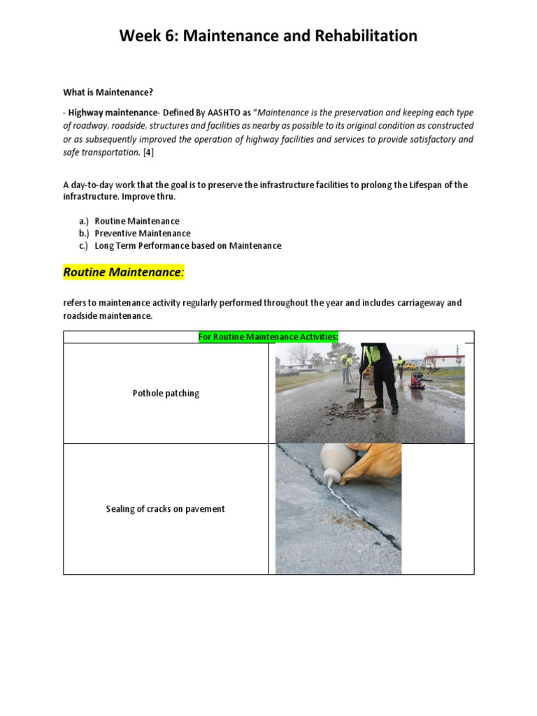 Week 6 Road Maintenance and Rehabilitation | PDF | Road Surface | Road