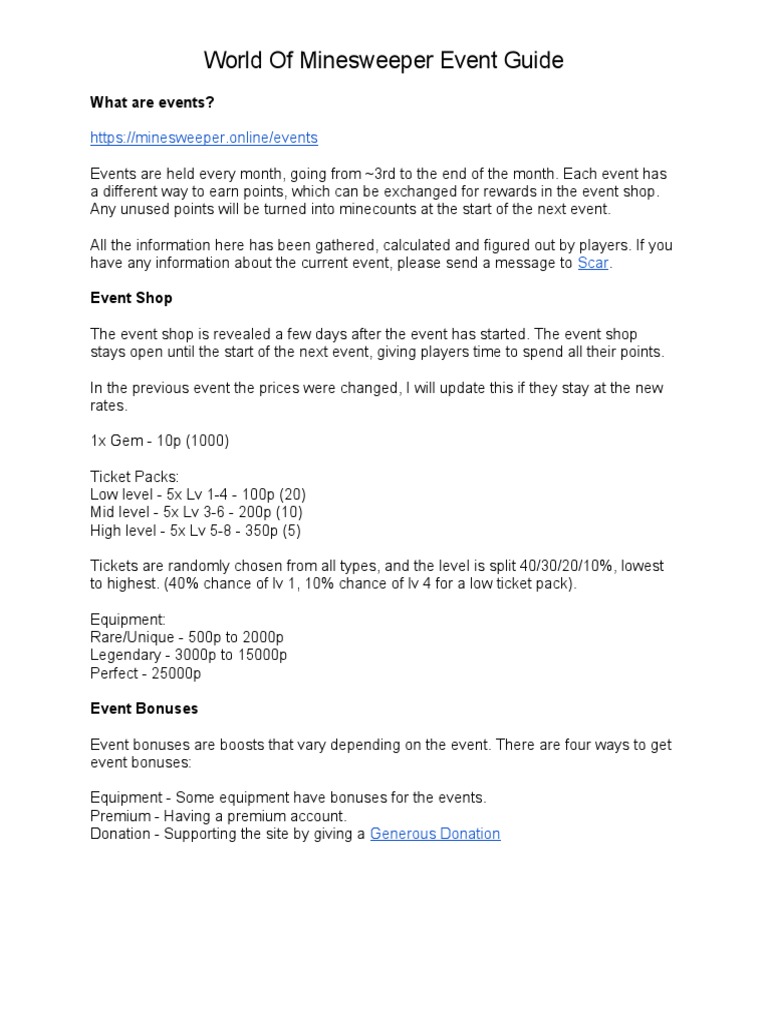 World of Minesweeper Event Guide | PDF | Color | Fruit