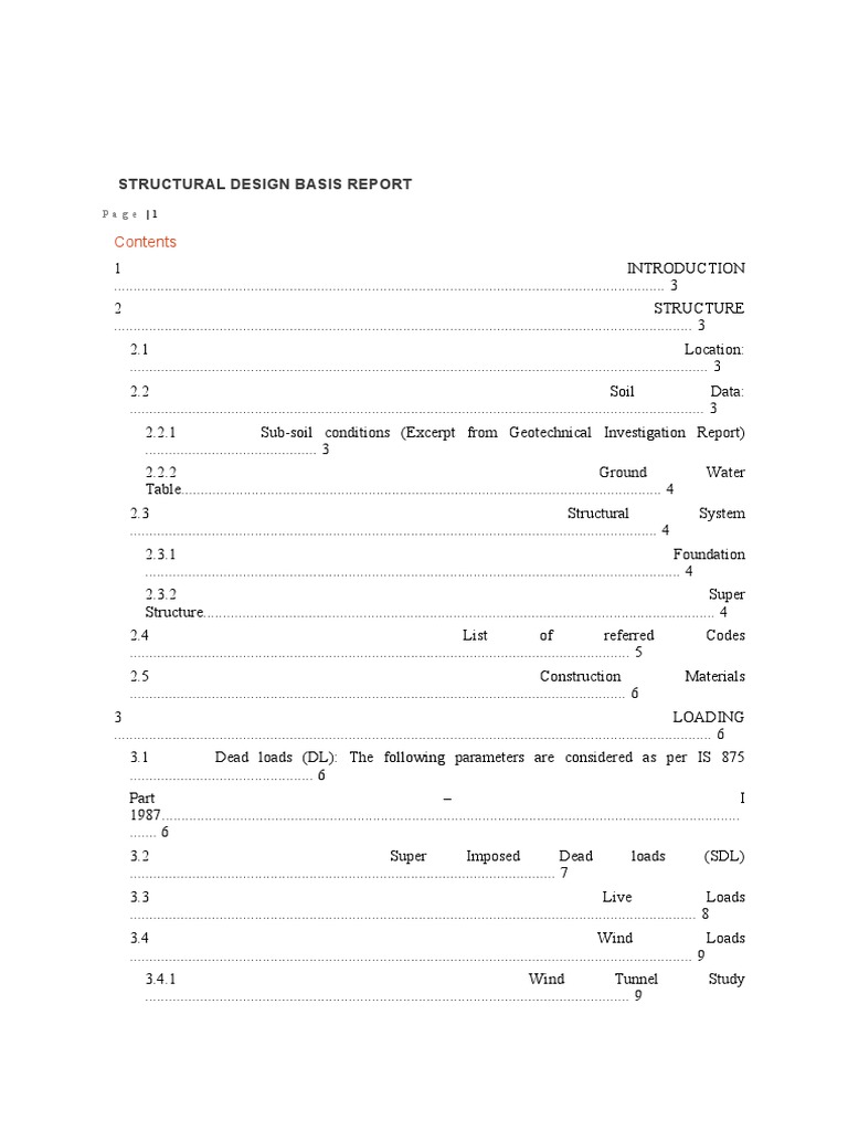 Structural Design Basis Report: Pa G e | PDF | Concrete | Beam (Structure)