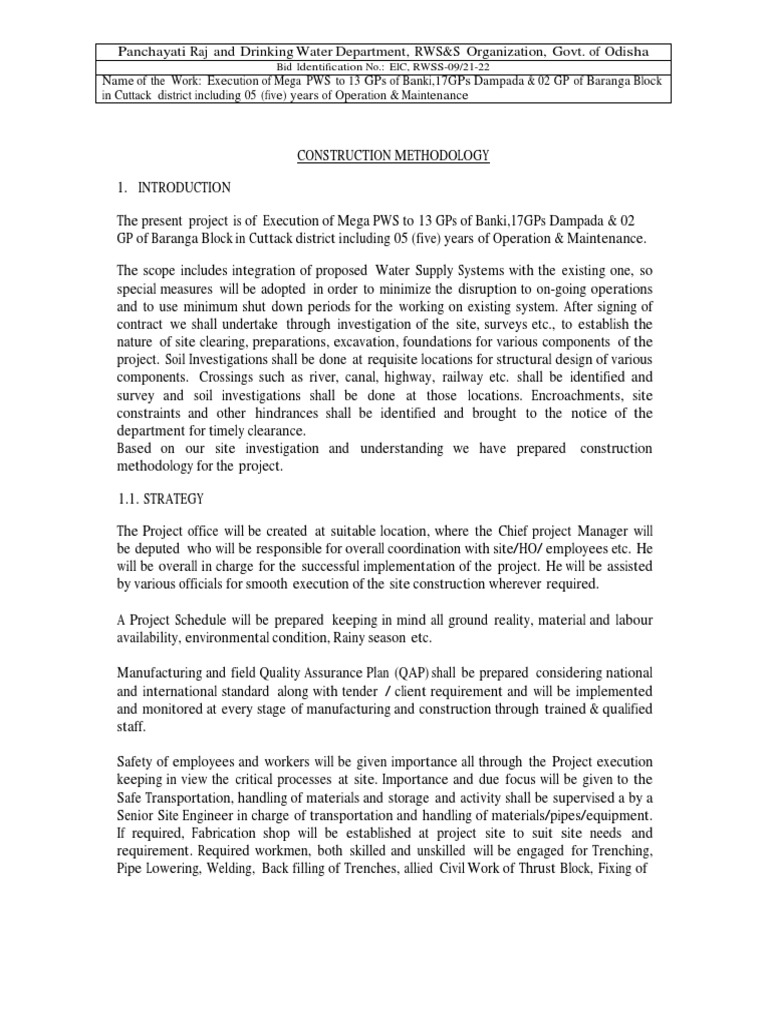 Construction Methedology | PDF | Surveying | Pipe (Fluid Conveyance)