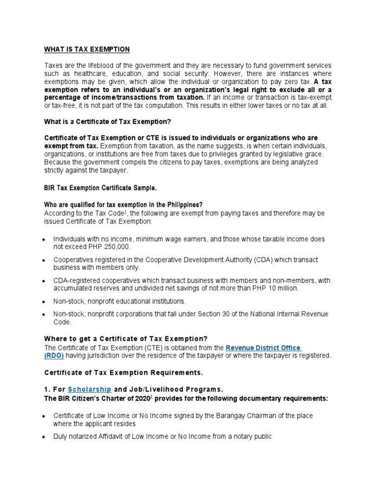 What Is A Tax Exemption | PDF | Taxes | Tax Exemption