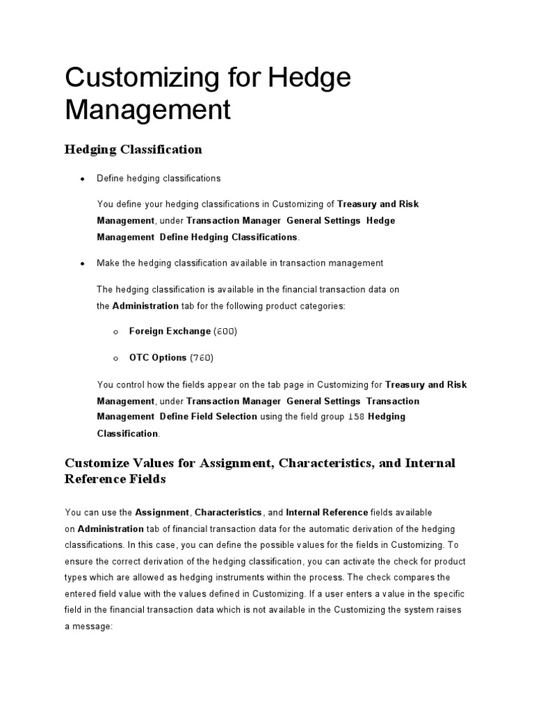 Customizing For Hedge Management: Hedging Classification | Download ...