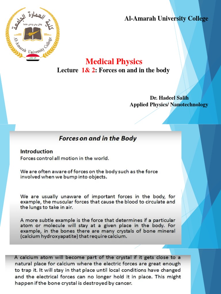 Medical Physics: Al-Amarah University College | PDF | Force | Friction