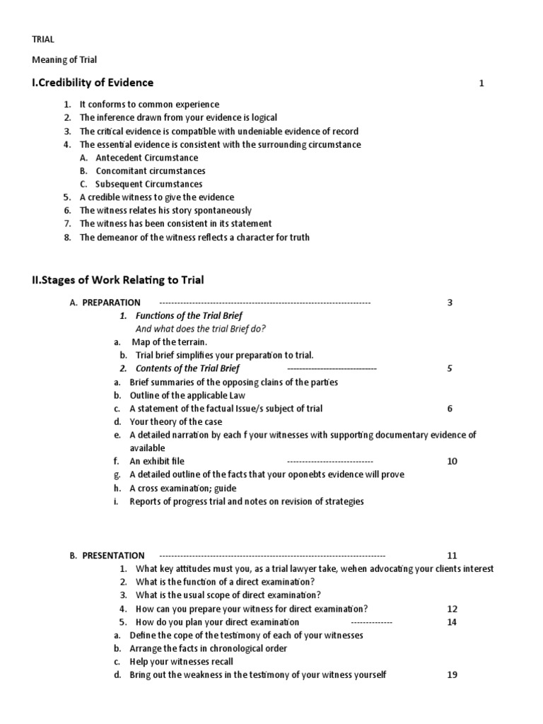 Key Elements of Trial Preparation | PDF | Witness | Testimony