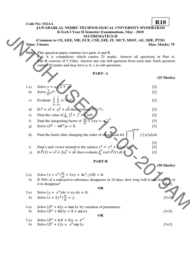 May - 2019 Jntu Model Paper | PDF | Calculus | Abstract Algebra