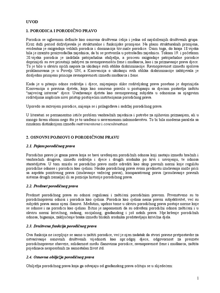 Porodicno Pravo - Skripta | PDF