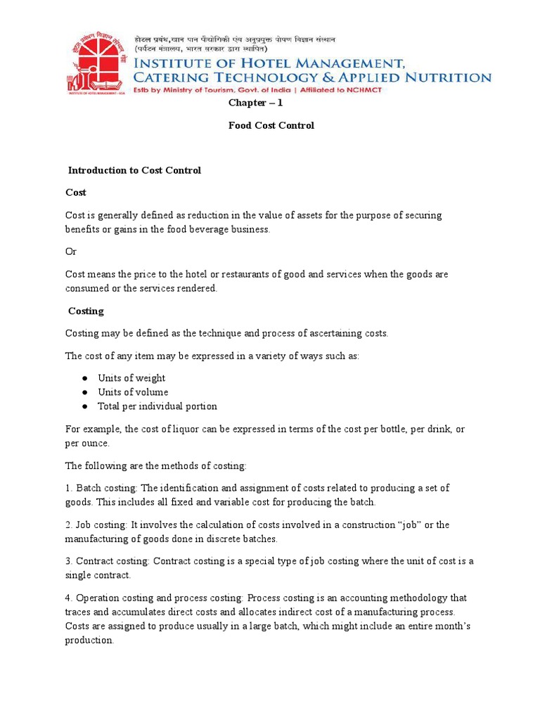 Food Cost Control Fundamentals | PDF | Cost Accounting | Foods