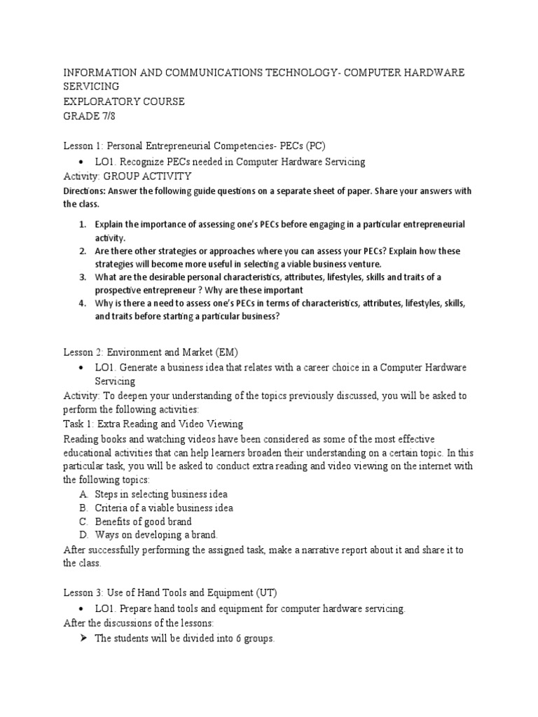 Ict CG | PDF | Entrepreneurship | Educational Technology