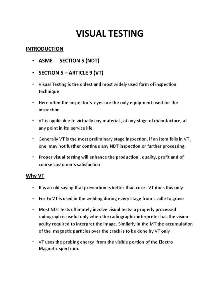 Visual Testing PDF Nondestructive Testing Visual Acuity