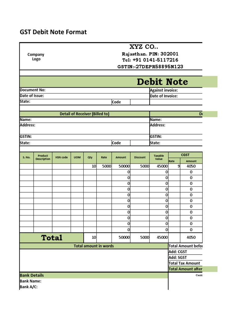 GST Debit Note Format in Excel | PDF | Taxation | Economies