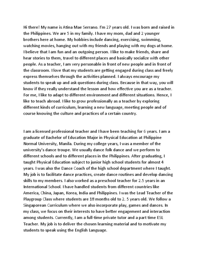 Self Introduction Script | PDF | Teachers | Schools