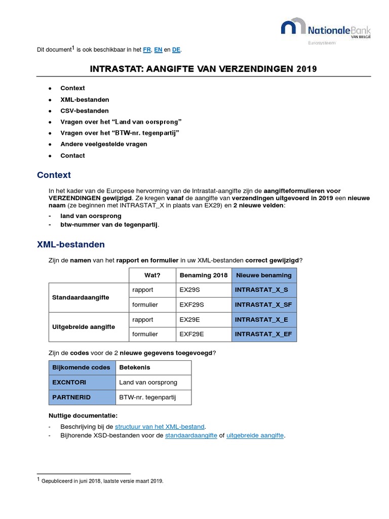 Intrastat 2019 Onepager NL | PDF
