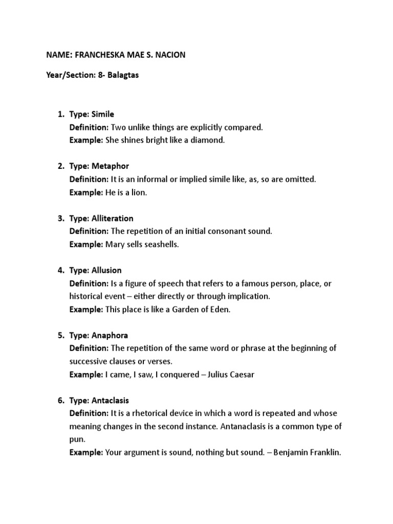 15 Types of Figure of Speech | PDF | Linguistics | Grammar