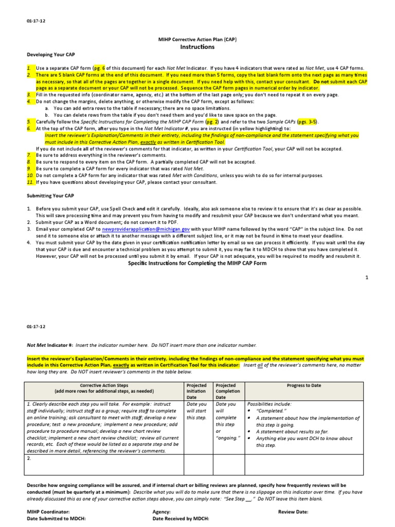 Corrective Action Plan Template 03 | PDF | Regulatory Compliance