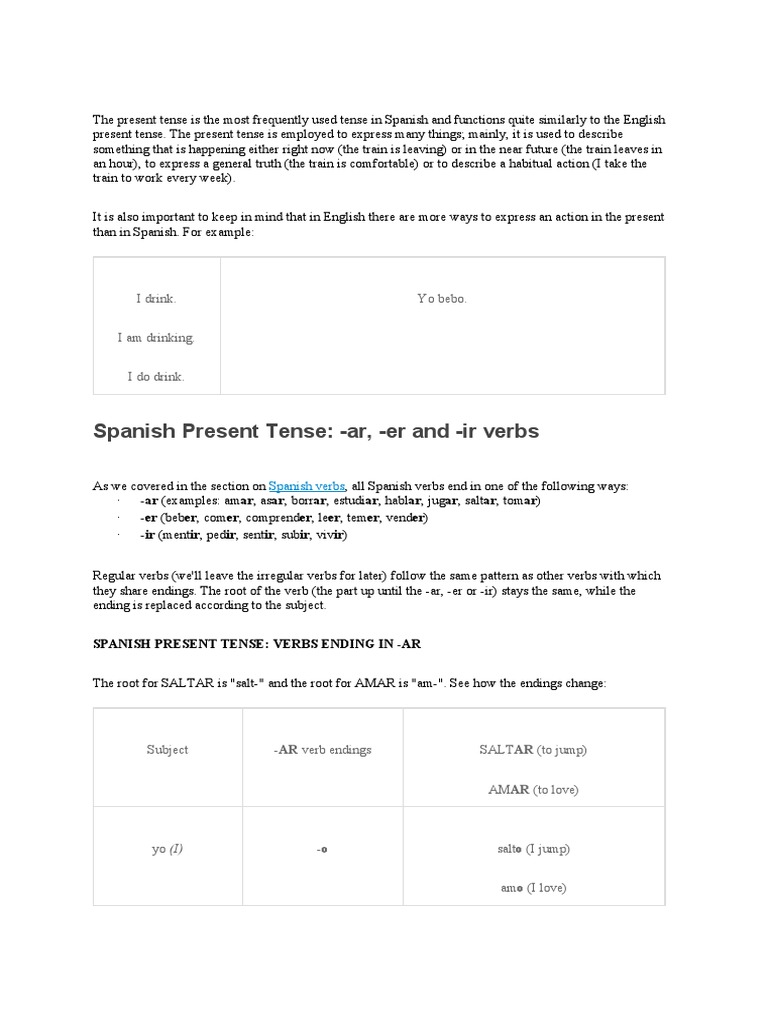 Present Tense - Regular Verbs | PDF | Verb | Linguistic Morphology