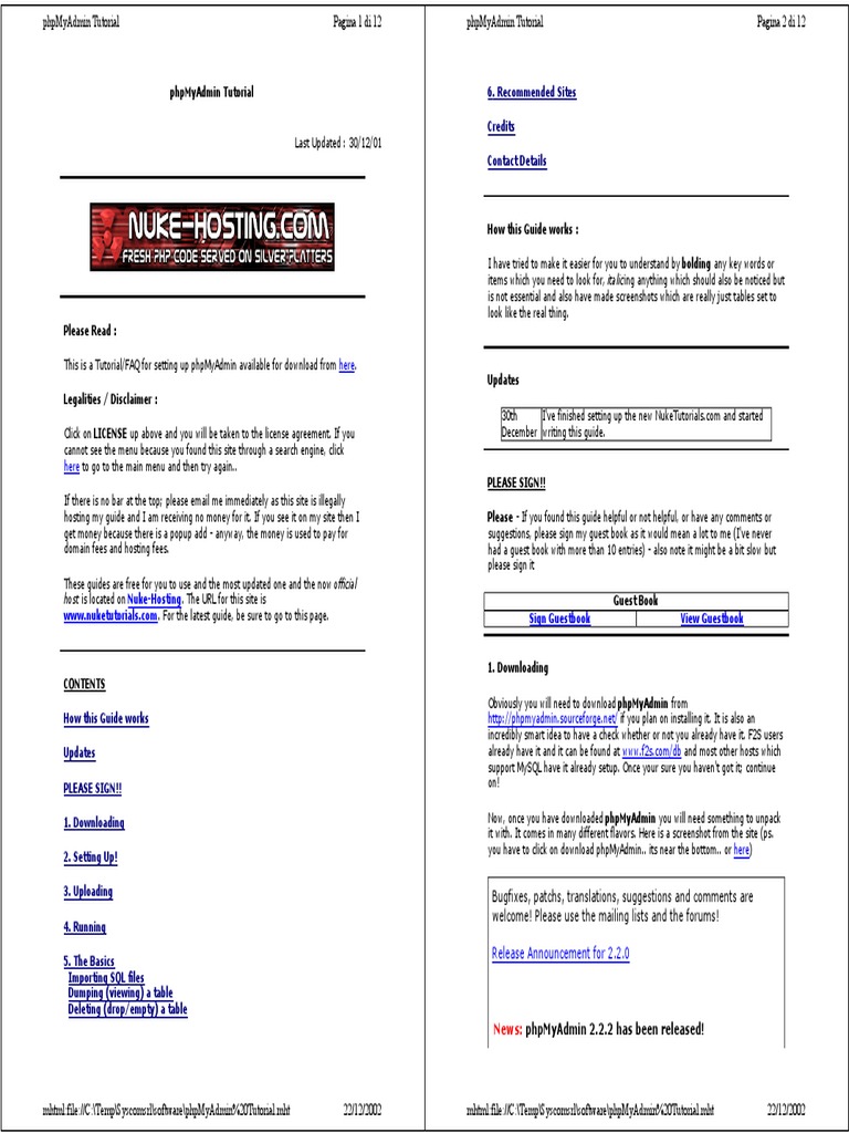 phpMyAdmin Tutorial | Download Free PDF | Zip (File Format) | Databases