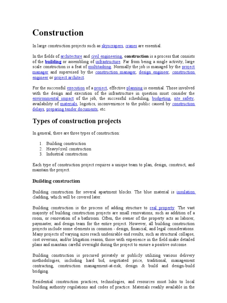 Construction: Types of Construction Projects | PDF | Engineering | Business