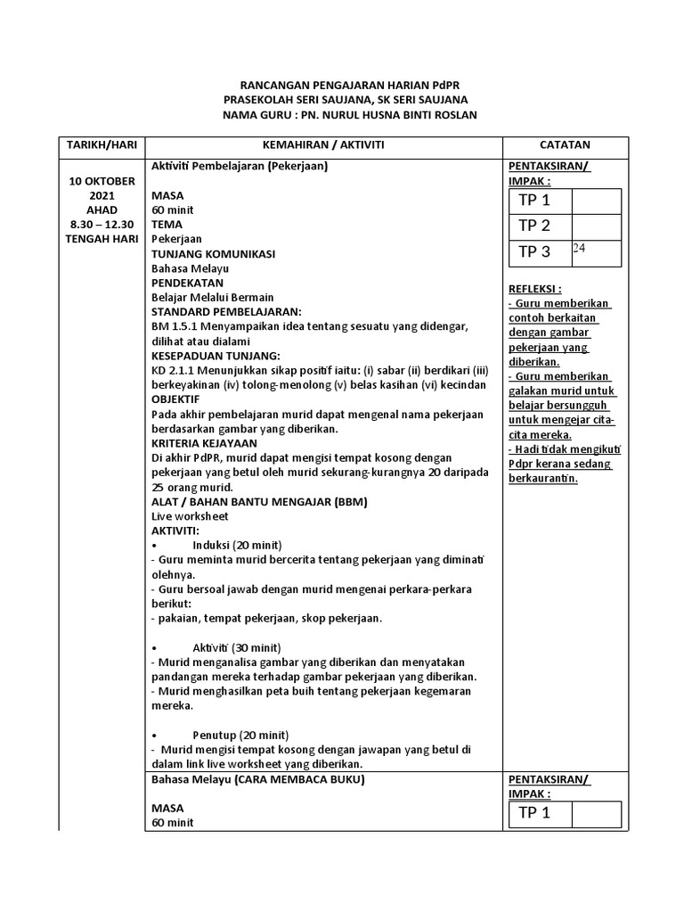 e-RPH Prasekolah 2021 M33 | PDF