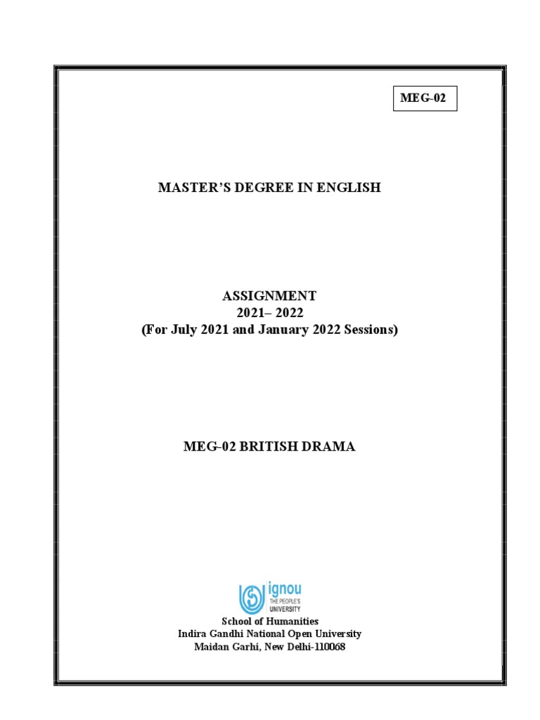 Meg-02 Assignment 2021-22 | PDF | Question | Cognition