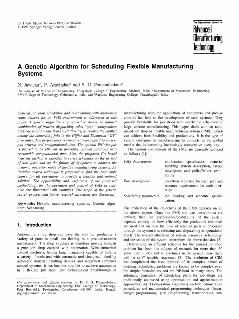 A Genetic Algorithm For Scheduling Flexible | PDF | Mathematical ...