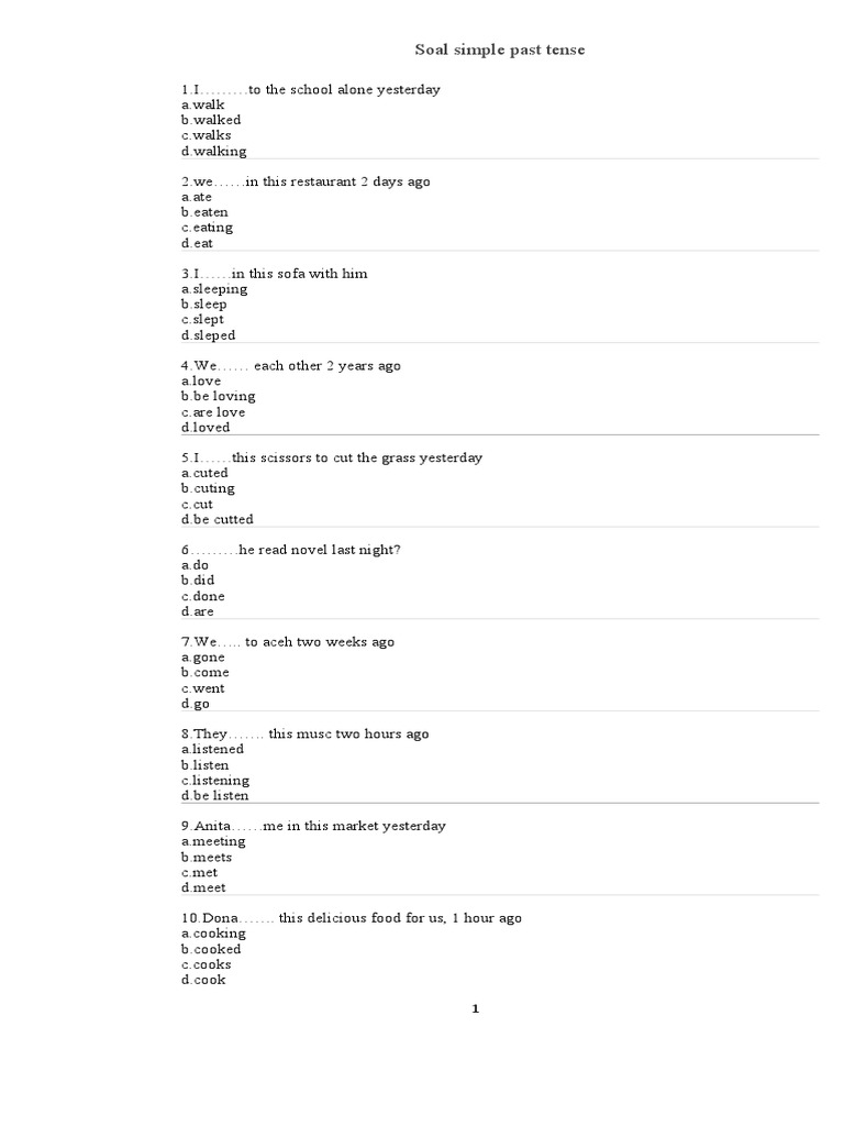 Soal Simple Past Tense | PDF