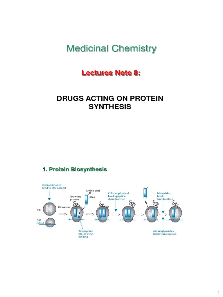Medicinal Chemistry: Lectures Note 8 | PDF | Ribosome | Translation (Biology)