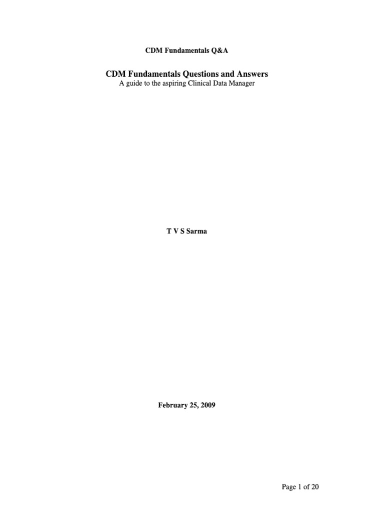 CDM FundamentalsQuestion and Answers | PDF