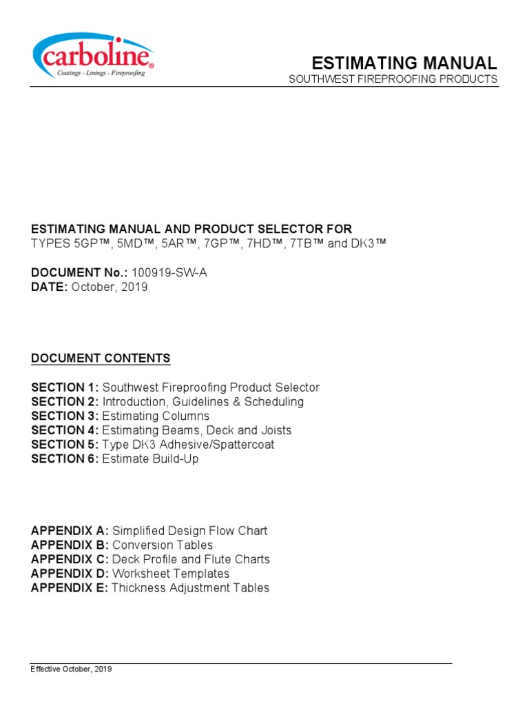 SW Estimating Manual | PDF | Area | Beam (Structure)