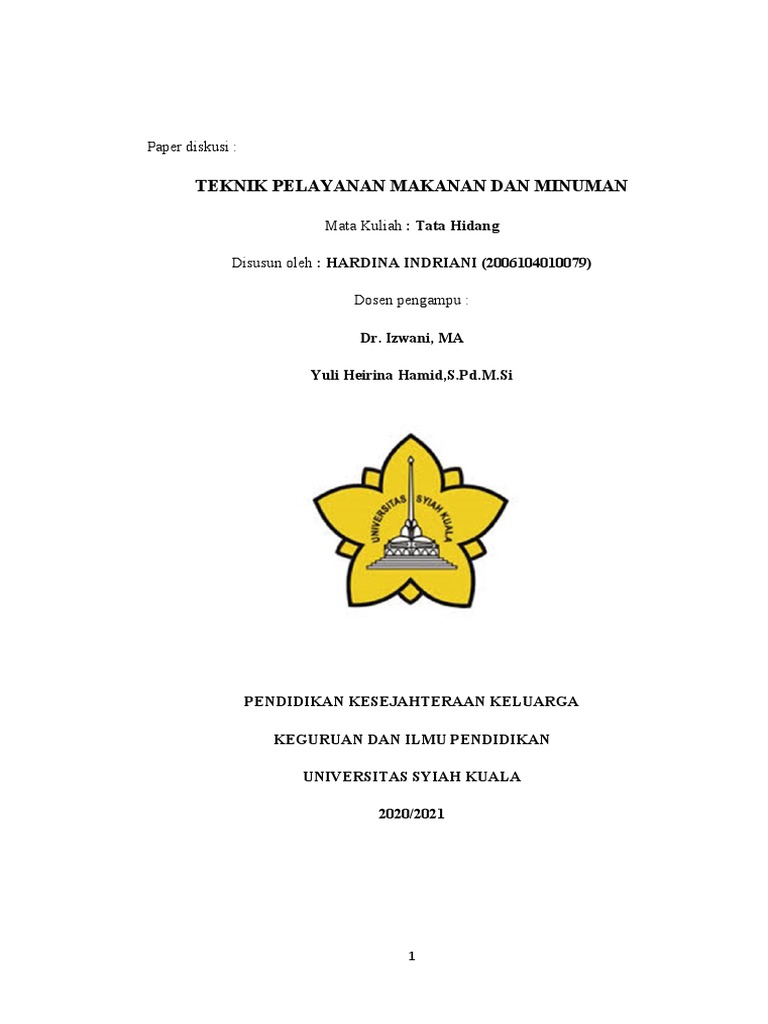 HARDINA INDRIANI - Teknik Pelayanan Makanan & BUFFET | PDF