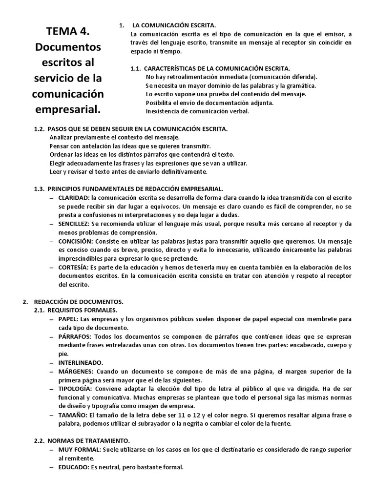 TEMA 4. Documentos Escritos Al Servicio de La Comunicació Empresarial | PDF | Comunicación | Fax
