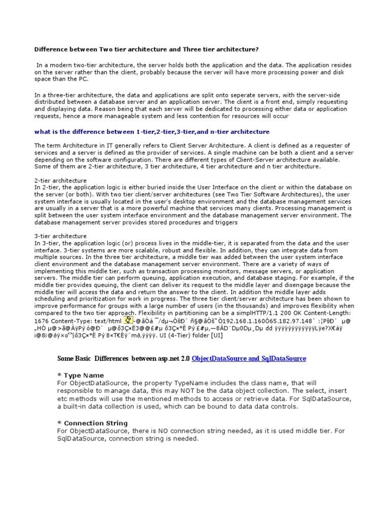 Difference Between Two Tier Architecture And Three Tier Architecture Pdf Client Server Model