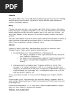 Lateness Policy: Sample Policy #1 Absenteeism and Tardiness | PDF ...