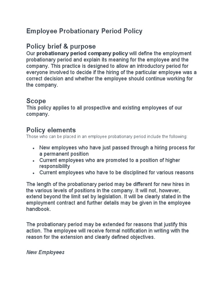 Employee Probationary Period Policy | Download Free PDF | Employment ...
