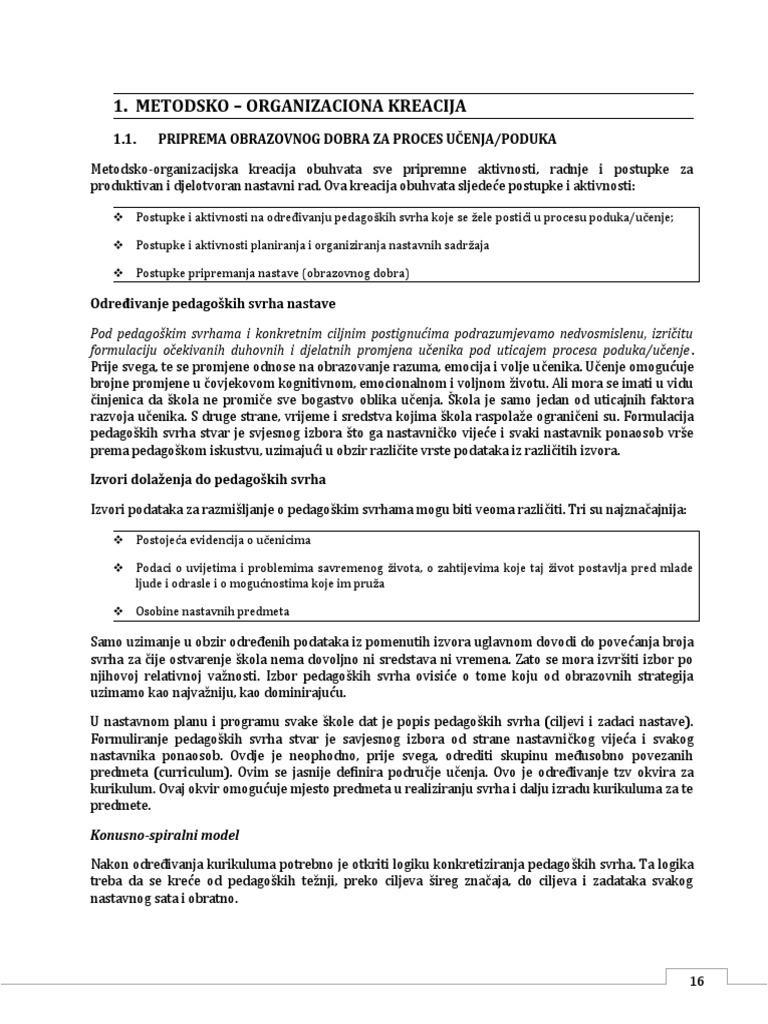 Metodika Nastave Skripta 2 Parc. | PDF